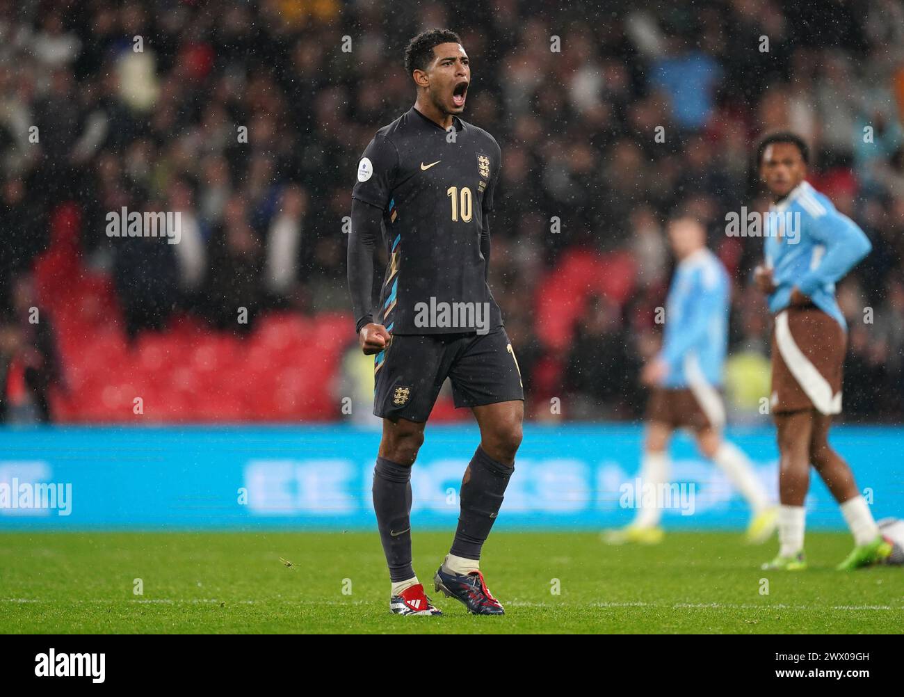 England's Jude Bellingham celebrates scoring their side's second goal ...
