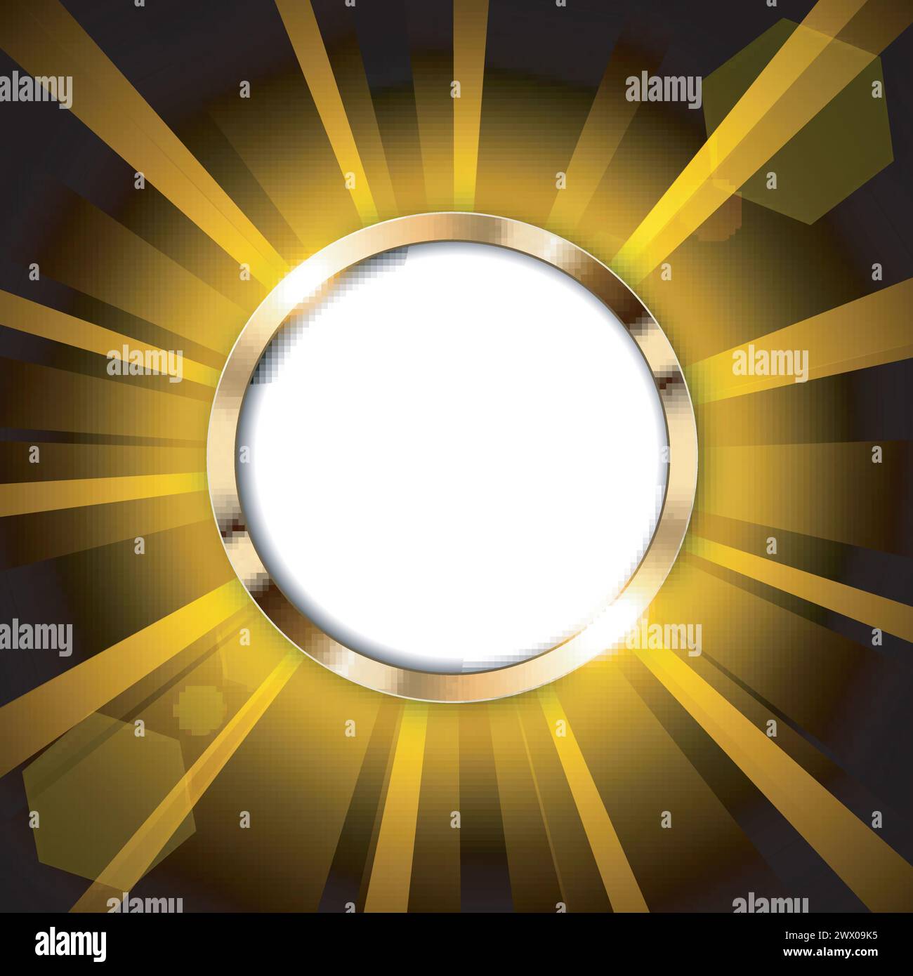 Metallic Ring with Text Space and Gold Light Illuminated, Vector ...