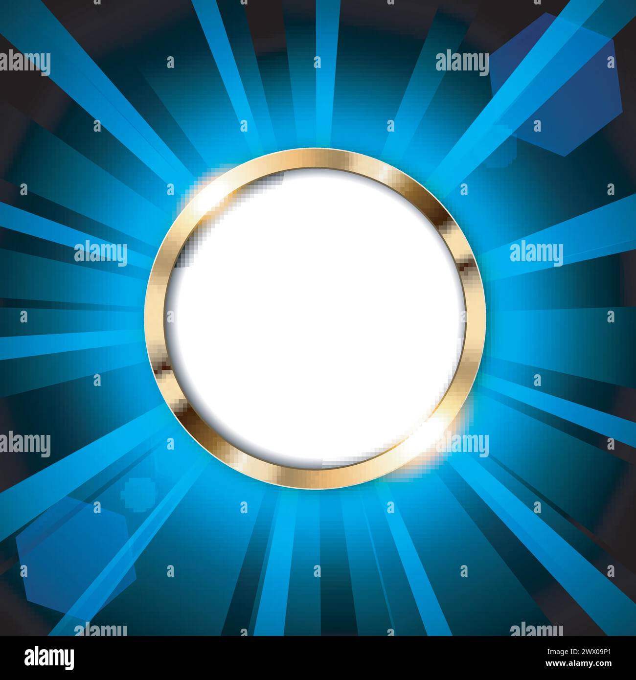 Metallic Ring with Text Space and Blue Light Illuminated, Vector ...