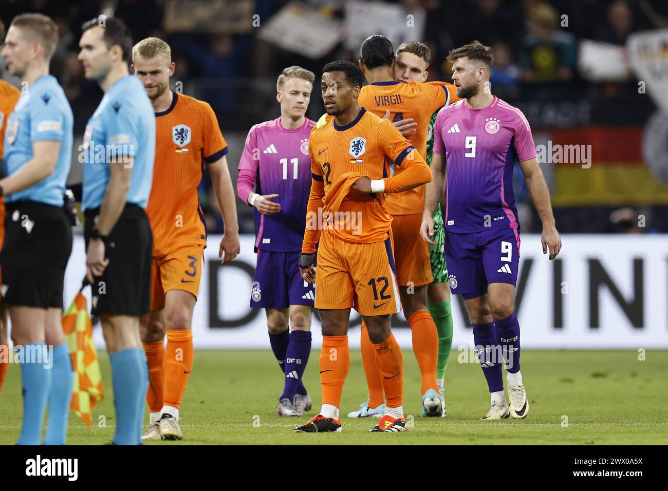 FRANKFURT - (l-r) Quinten Timber of Holland, Virgil van Dijk of Holland,Holland goalkeeper Bart ...