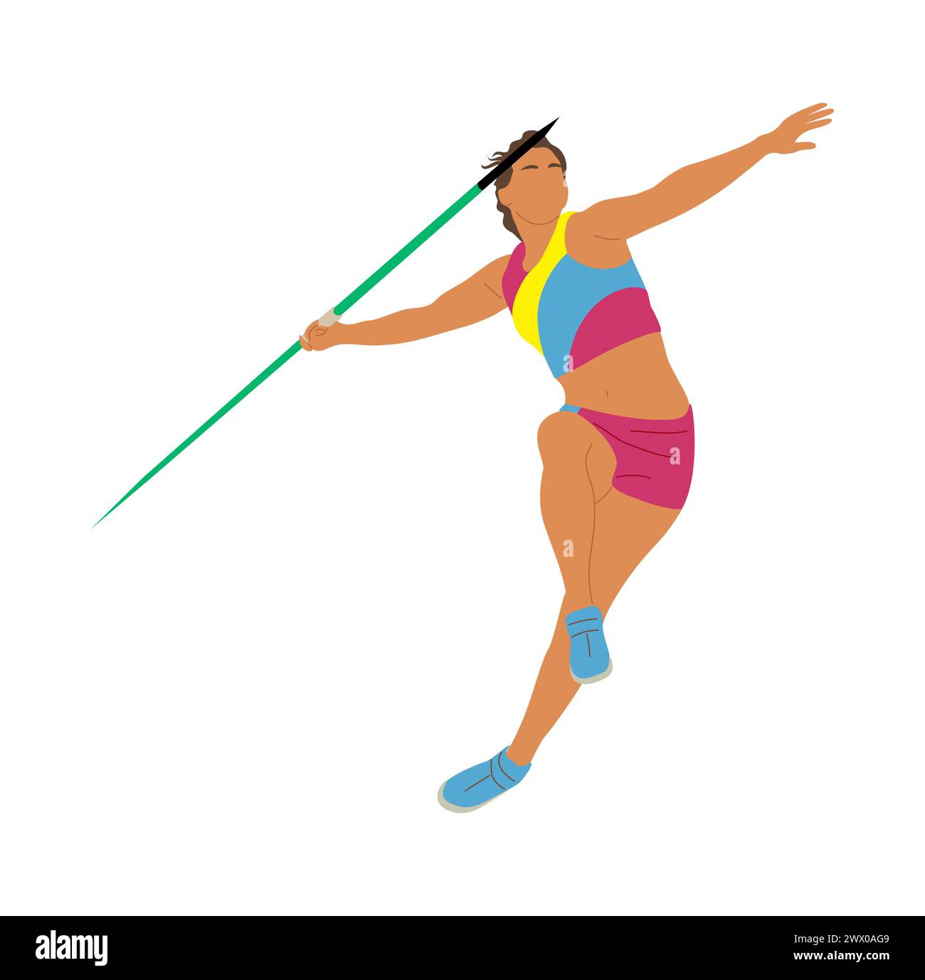 Young Female Athlete Throwing Javelin Vector Art Stock Vector Image