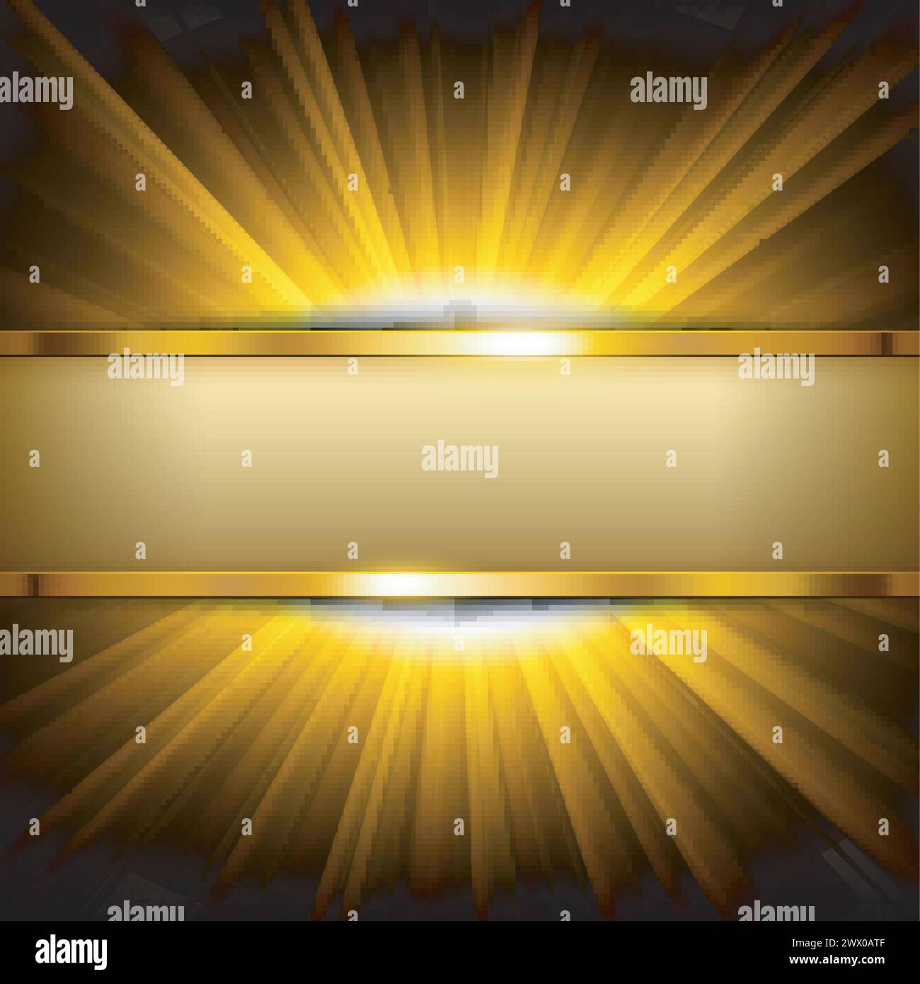 Metallic Gold Banner with Text Space on Yellow Light Illuminated ...