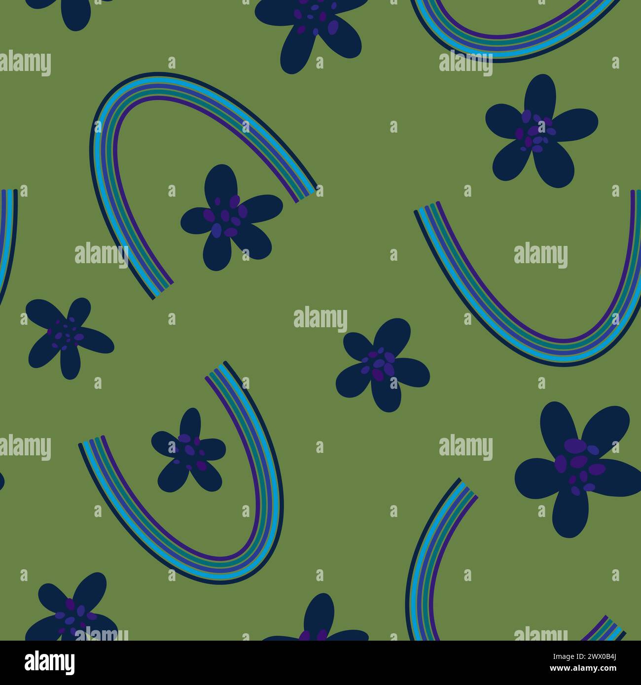 Cartoon retro rainbow seamless weather pattern for wrapping paper and ...