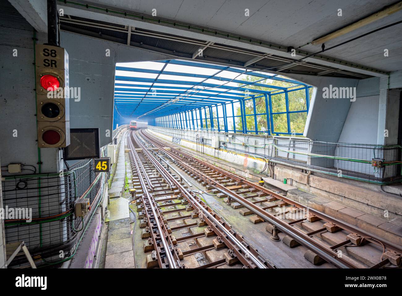 Double covered platform railway line at Sr.Roubado metro station ...
