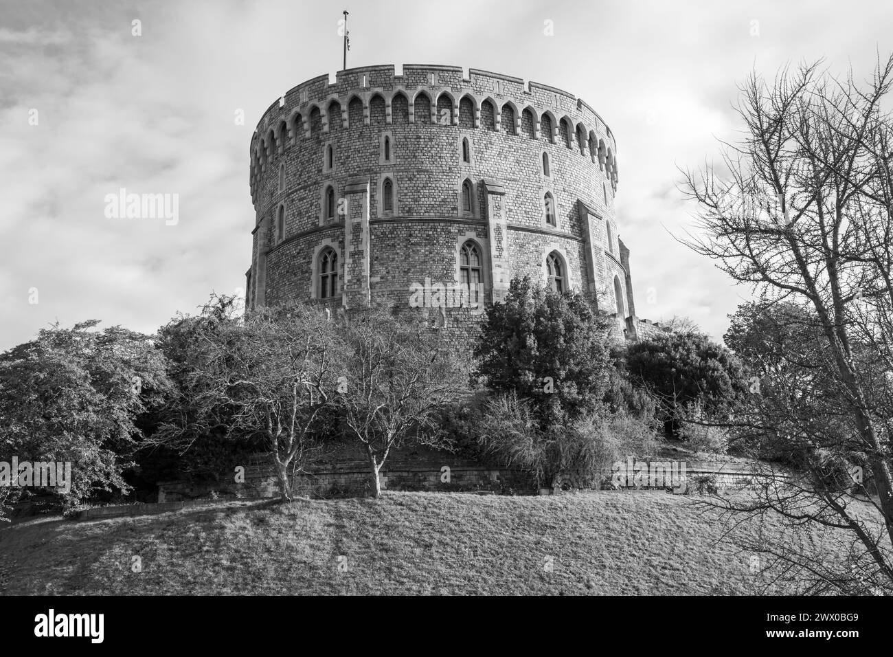 Windsor.Berkshire.United Kingdom.December 2nd 2022.The round tower at ...