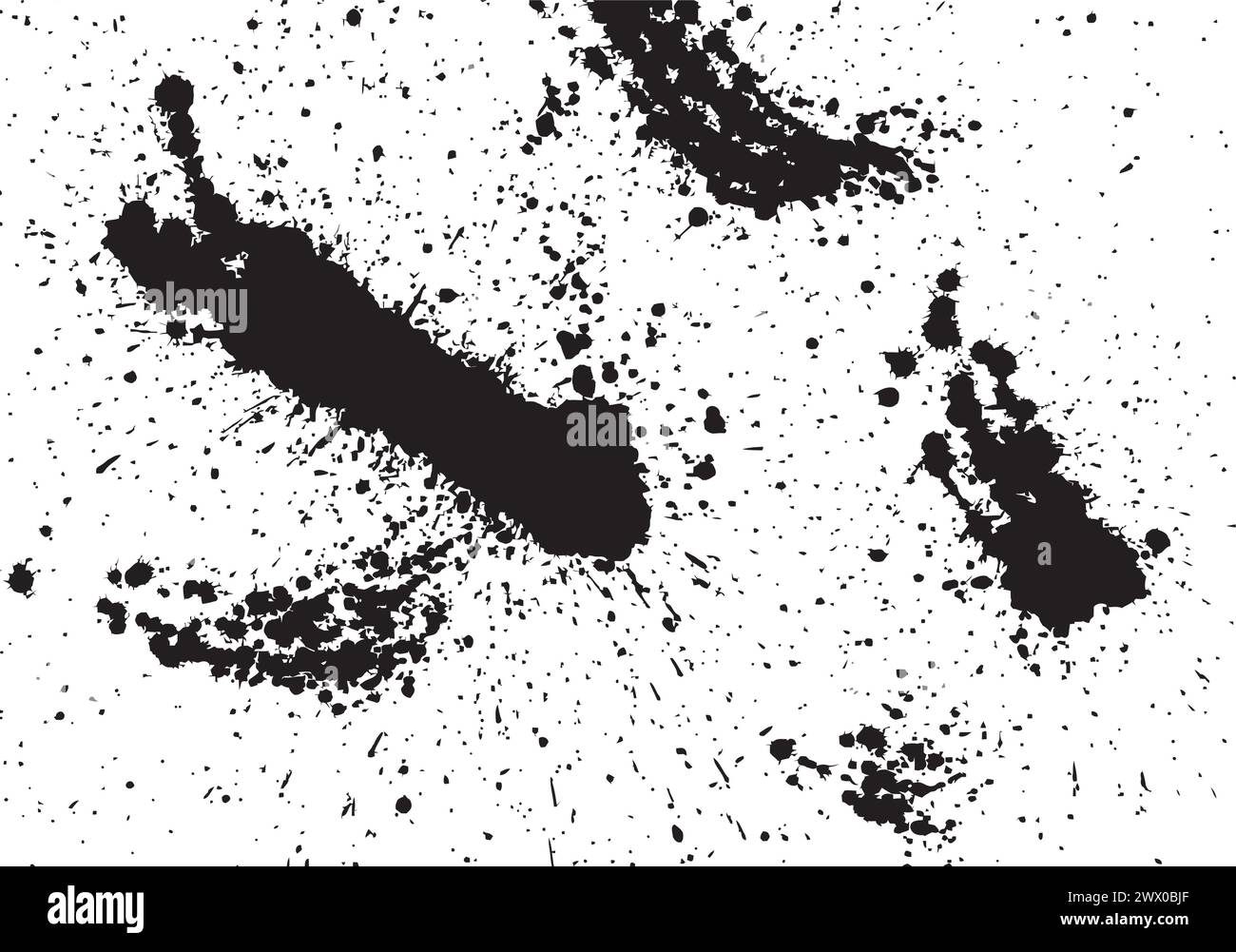Black Splashes Hand Made Tracing From Sketch, Vector Illustration Stock ...