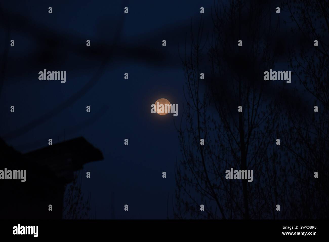 Non Exclusive: The Full moon known as 'Worm Moon' is seen over Srinagar ...