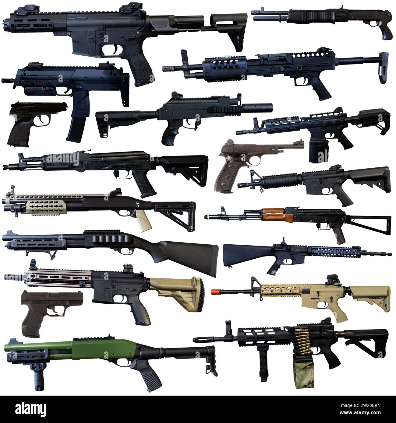 Set of various weapons on white background Stock Photo - Alamy