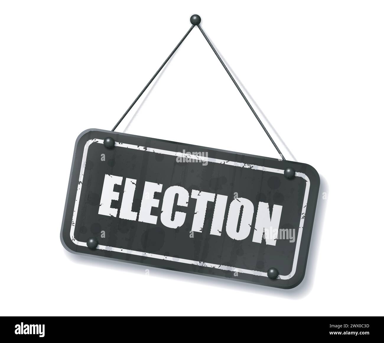 Vintage Old Black Sign with Election Text, Vector Illustration Stock ...