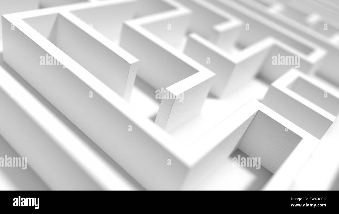 White maze. Abstract illustration. 3d illustration Stock Photo - Alamy