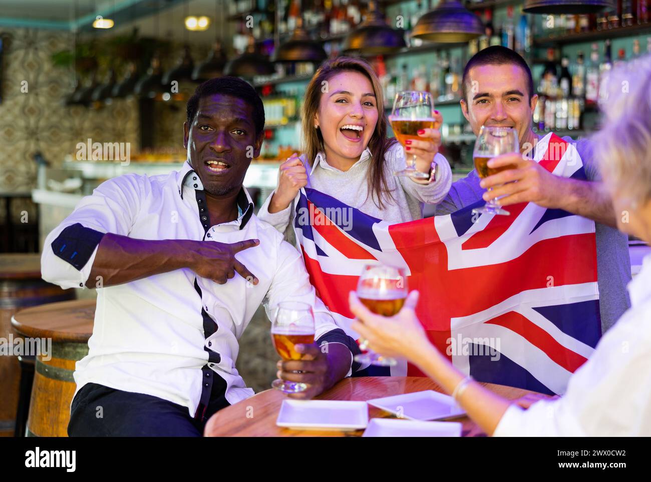African american sports fan waving hi-res stock photography and images ...