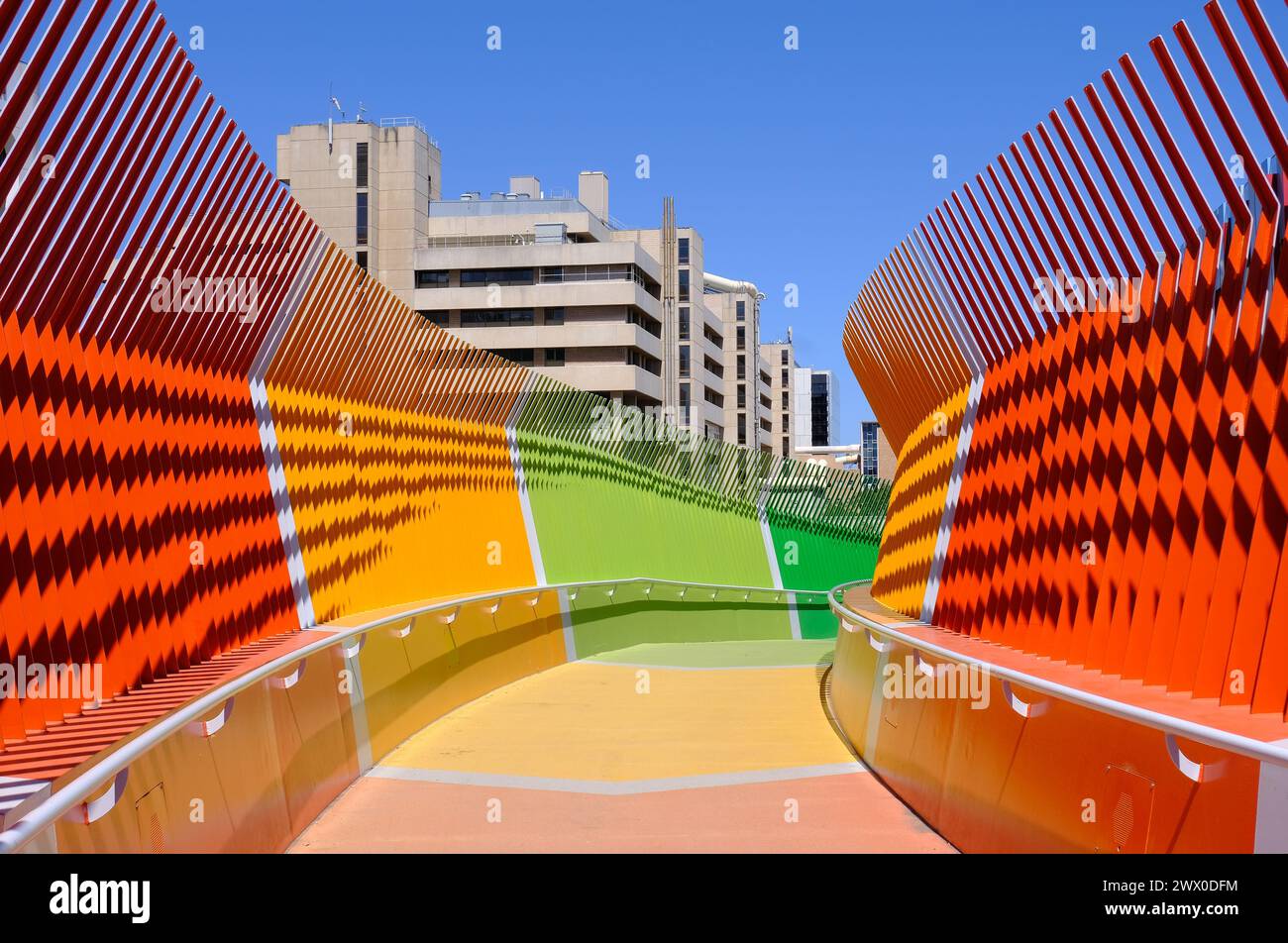Colourful Koolangka Kids’ Bridge linking Perth Children’s Hospital and ...