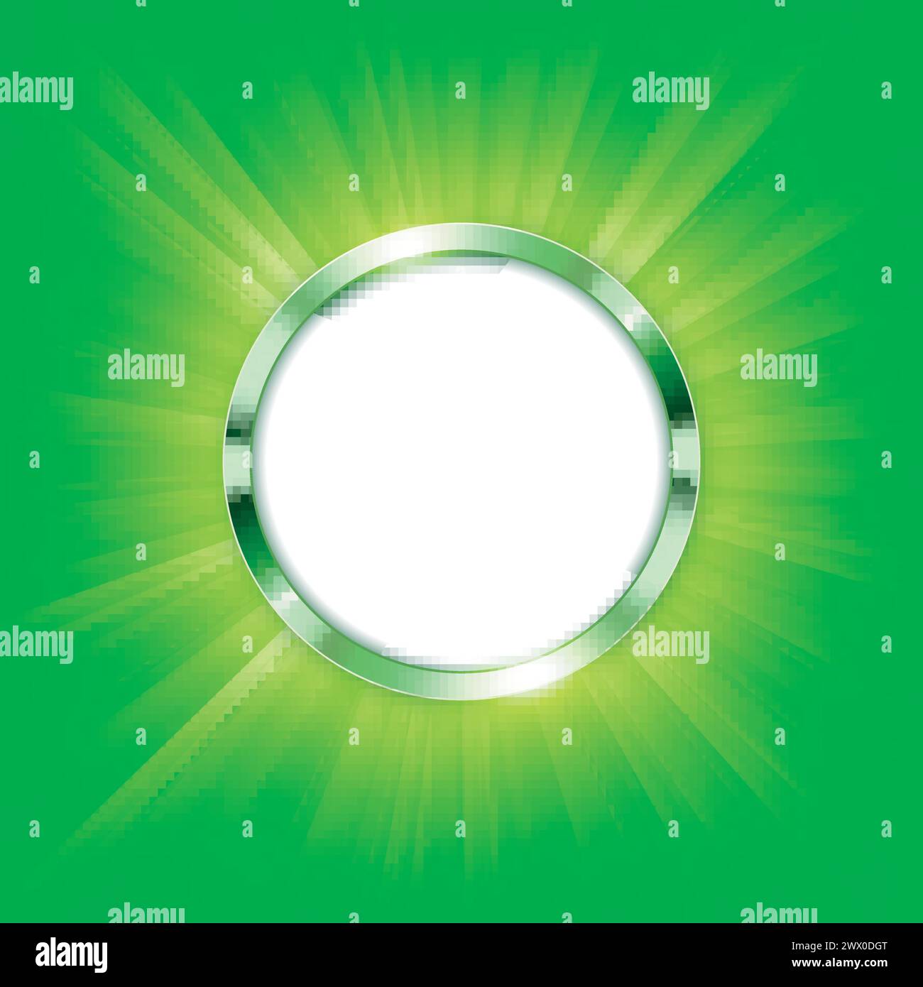 Metallic Ring with Text Space and Green Light Illuminated, Vector ...