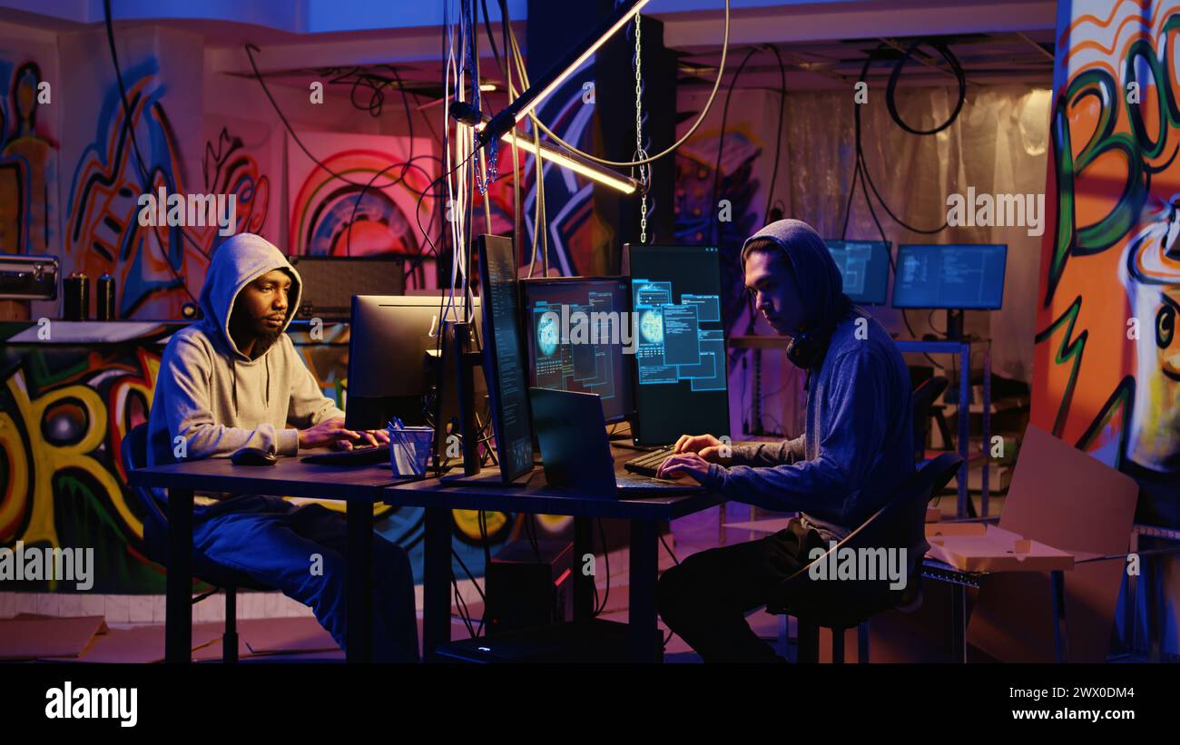 Teamworking hackers in graffiti sprayed hideaway targeting vulnerable ...