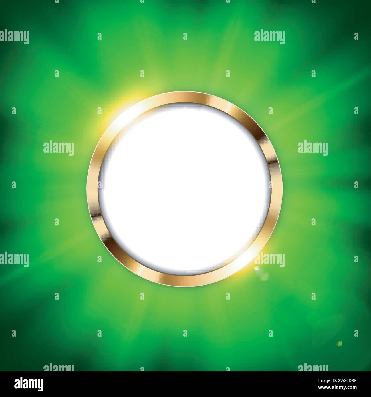Metallic Ring with Text Space and Green Light Illuminated, Vector ...