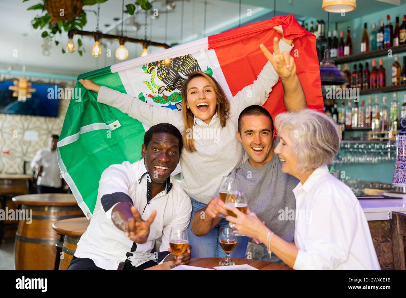 Mexican sports fans celebrate the victory Stock Photo - Alamy