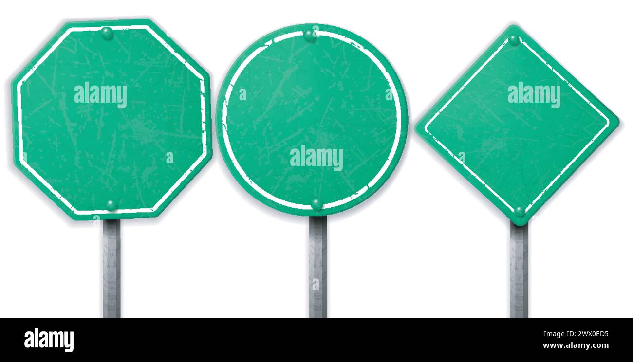 Vintage Rough Green Street Sign Sets, Vector Illustration Stock Vector ...