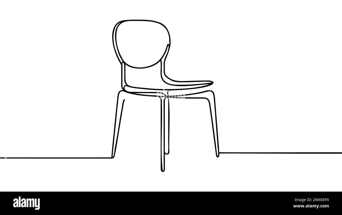 Chair in Continuous one line drawing. Interior with furniture in simple ...