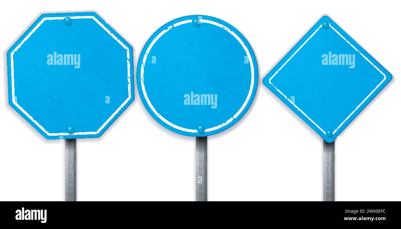 Vintage Rough Blue Street Sign Sets, Vector Illustration Stock Vector ...