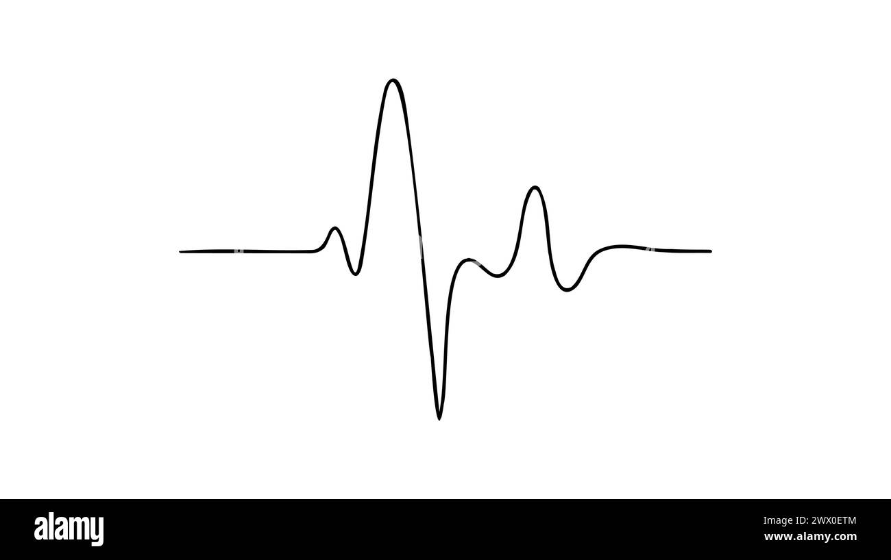 Heart cardiogram continuous one line drawing minimalism design isolated ...