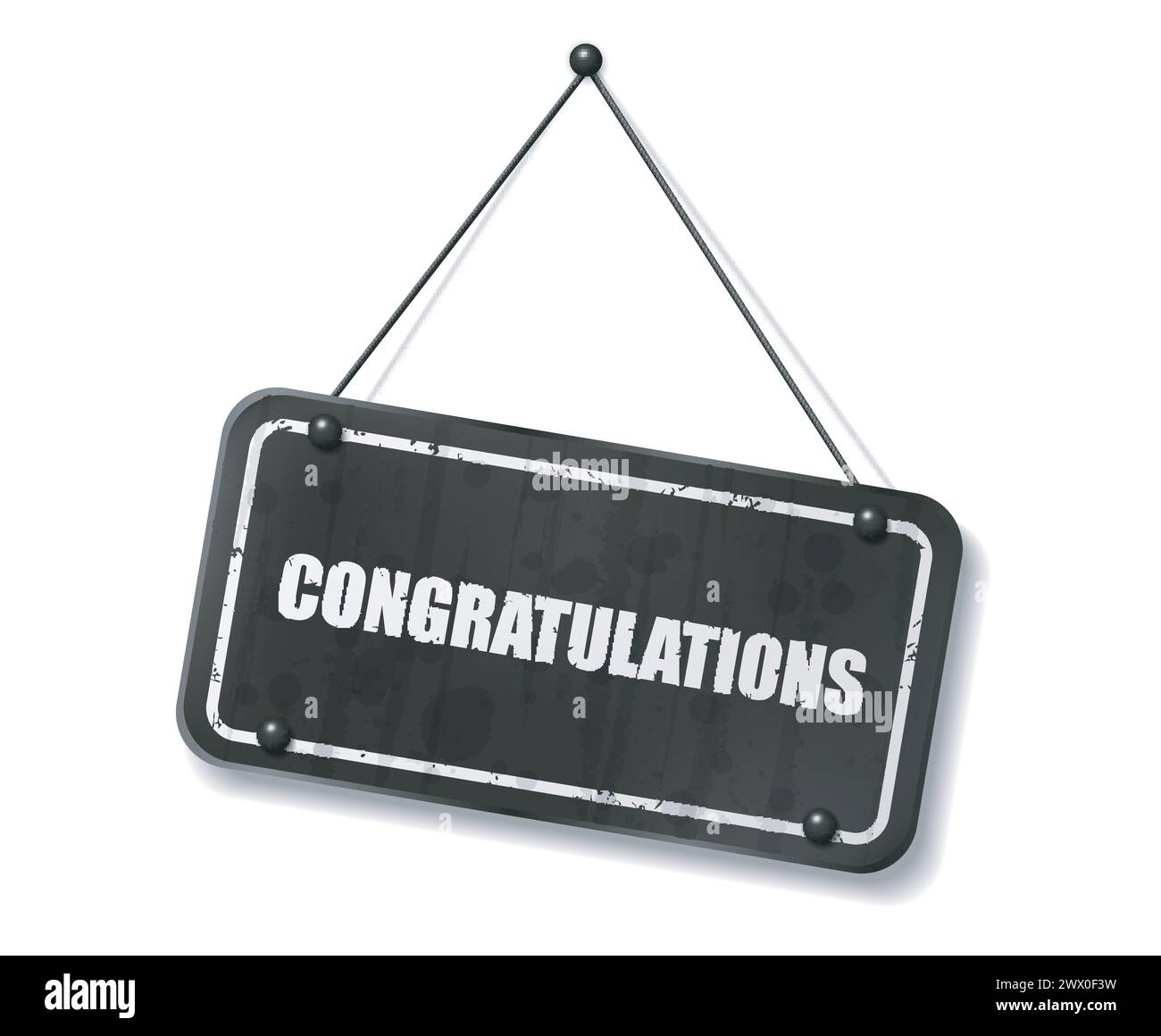 Vintage Old Black Sign with Congratulations Text, Vector Illustration ...