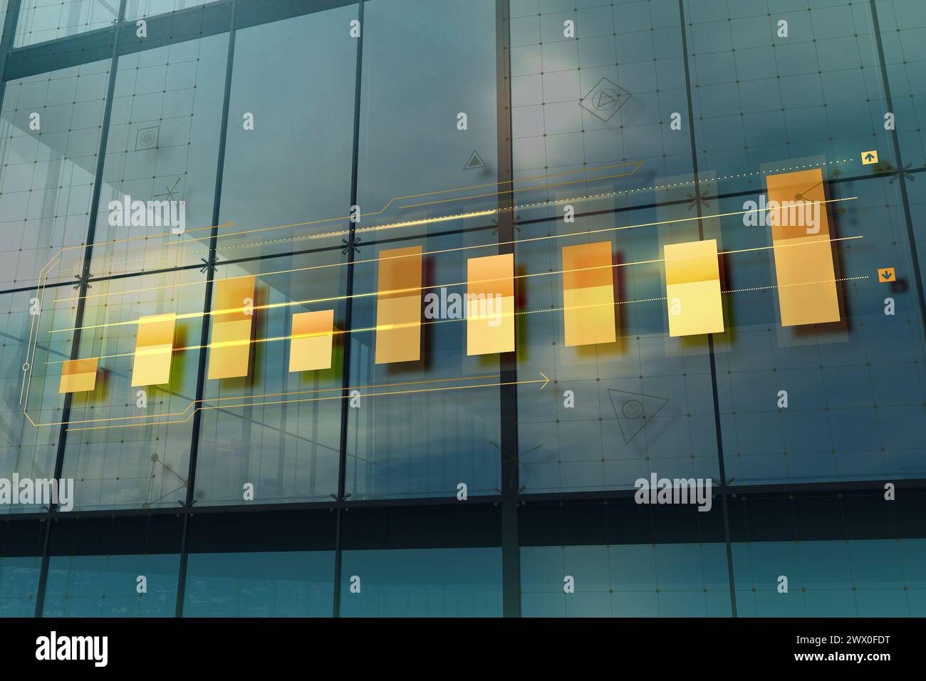 Modern business elements charts in gold. Bitmap illustration Stock ...