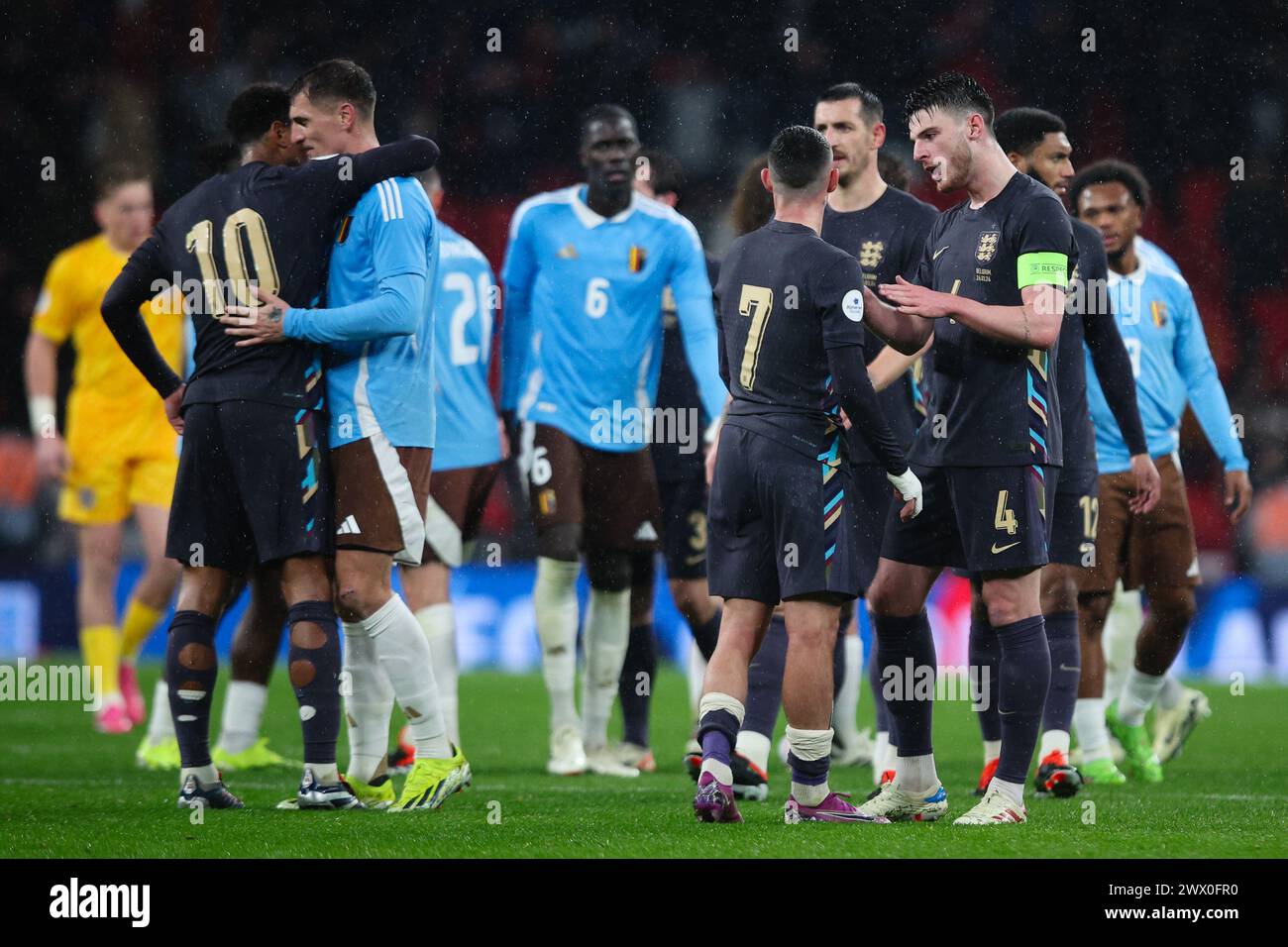 LONDON, UK - 26th Mar 2024: Declan Rice of England and team mate Phil ...