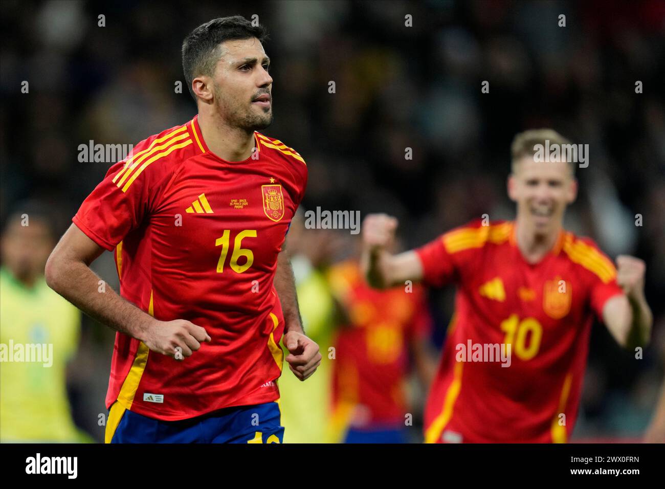 Madrid, Spain. 26th Mar, 2024. Rodri Hernandez of Spainduring the ...