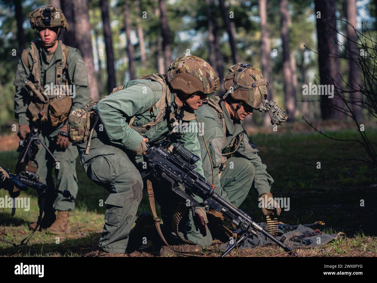 Soldiers assigned to the Geronimo Opposition Forces, prepare to engage ...