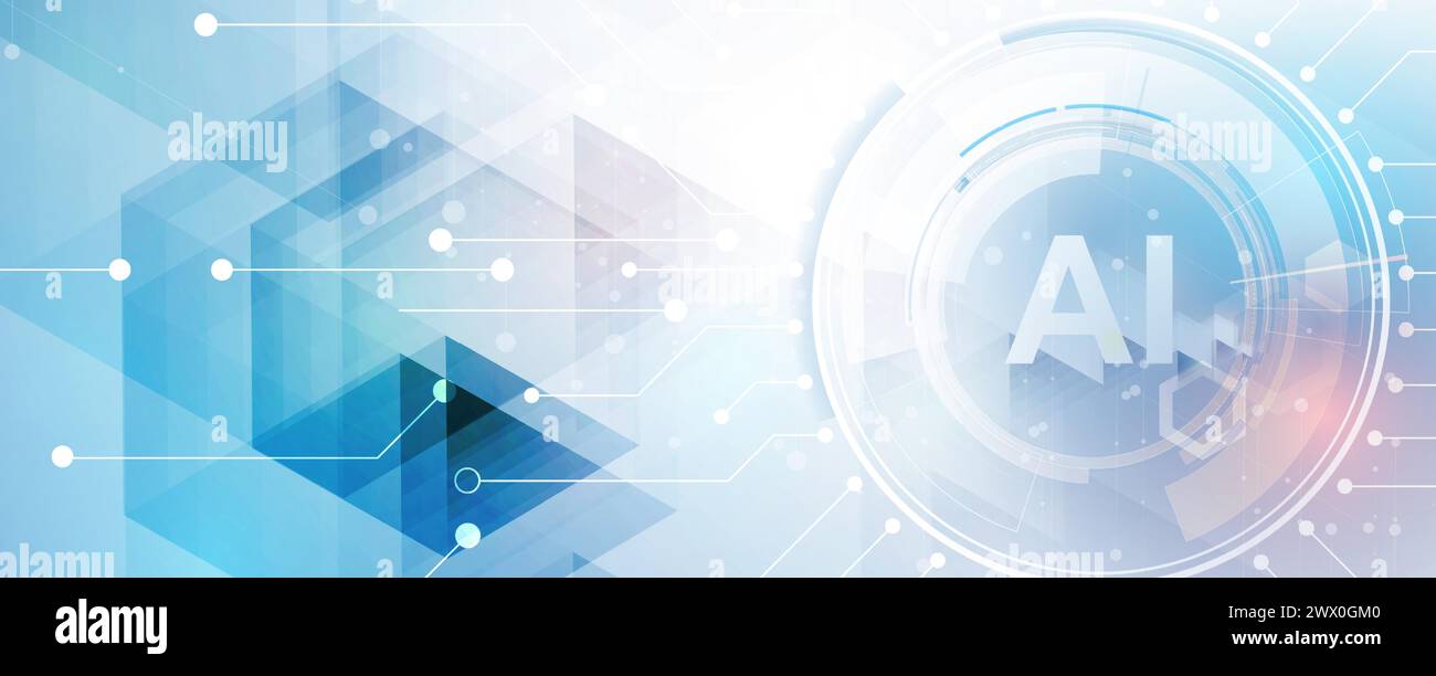 Abstract Artificial intelligence. Cloud computing. Machine learning. Technology web background ...