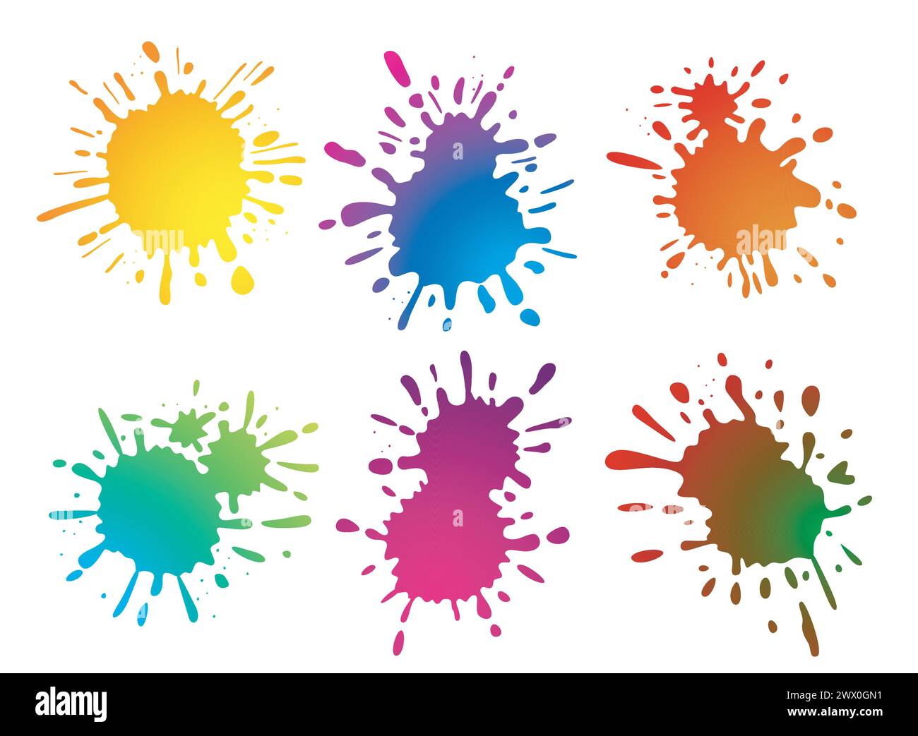 Colored Ink Splashes Hand Made Tracing From Sketch, Vector Illustration ...
