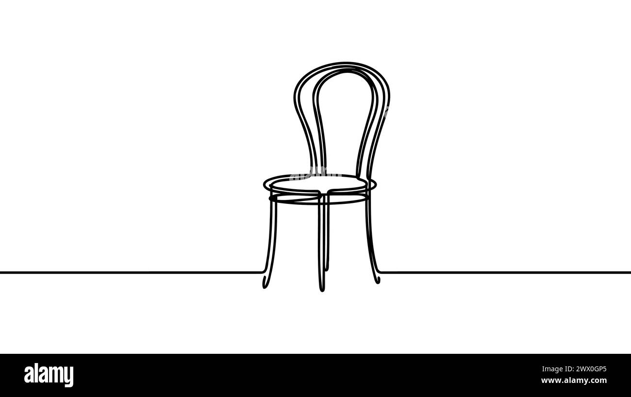Chair in Continuous one line drawing. Interior with furniture in simple ...