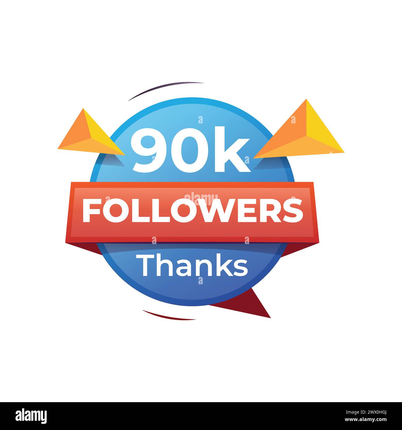 50k followers label badge with blue and red color theme. Vector artwork ...