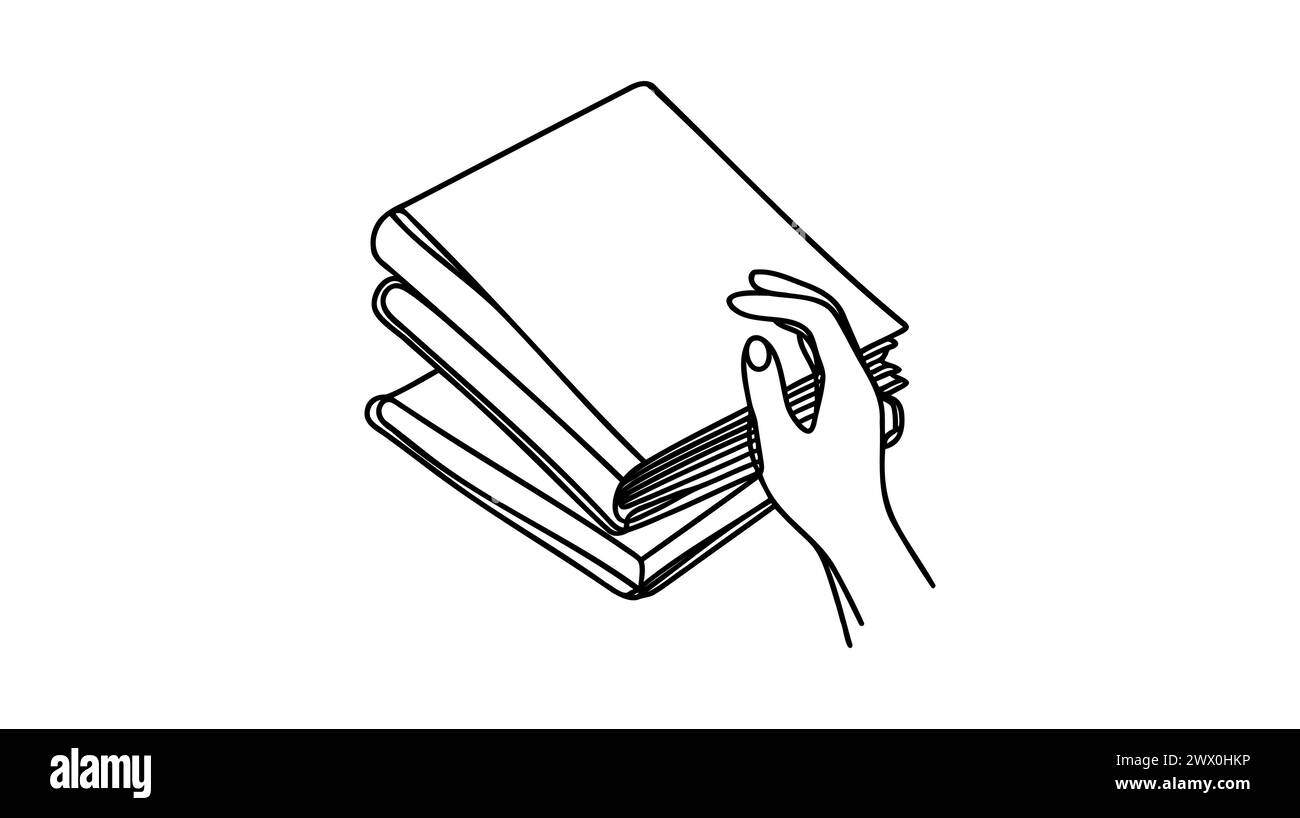 One line drawing of isolated vector object - pile of books Stock Vector ...