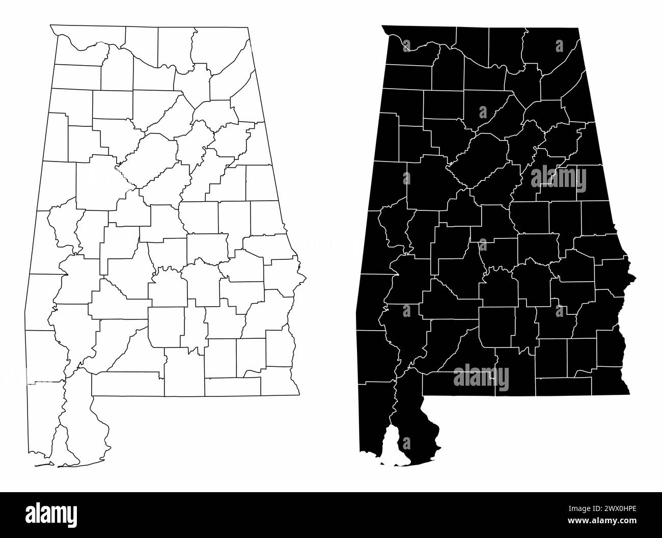 Map alabama county map usa Black and White Stock Photos & Images - Alamy