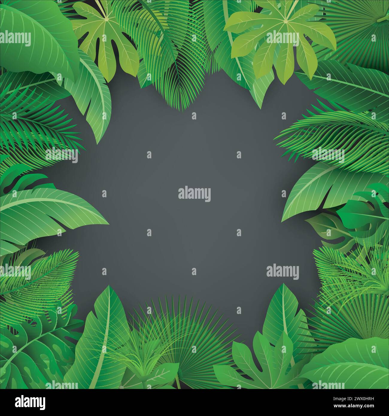 Golden Banner with Text Space of Tropical Leaves. Suitable For Nature ...