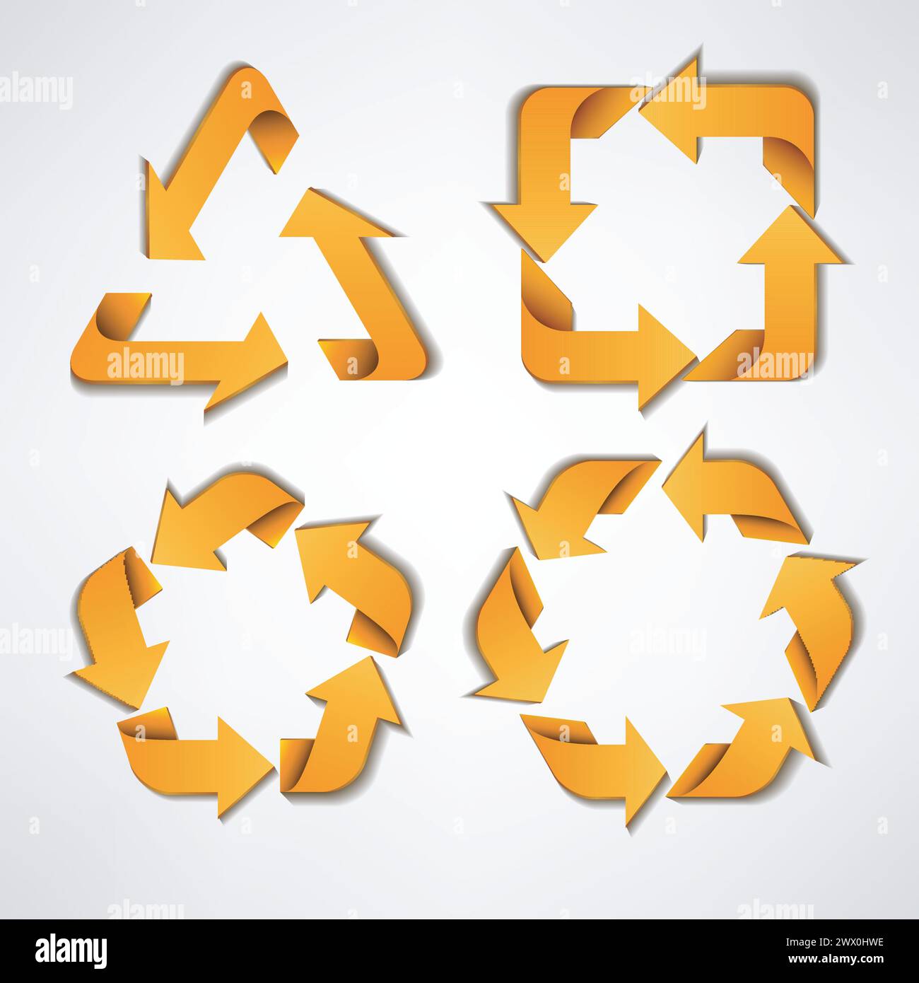 Yellow Arrows with Various Curved Shape, Suitable For Recycle ...