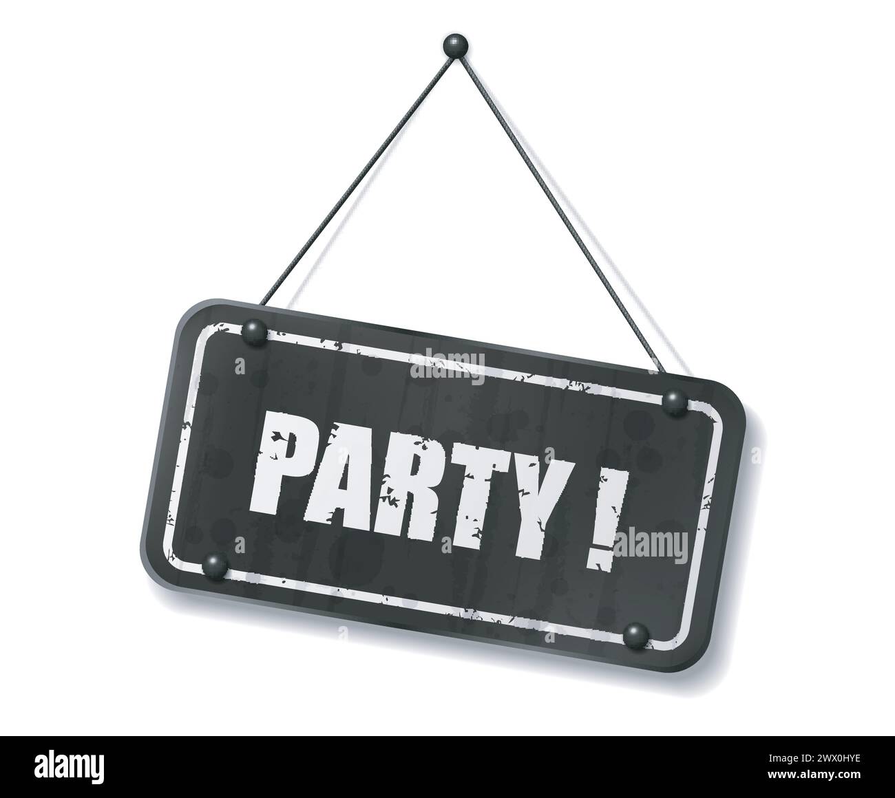 Vintage Old Black Sign with Party Text, Vector Illustration Stock ...