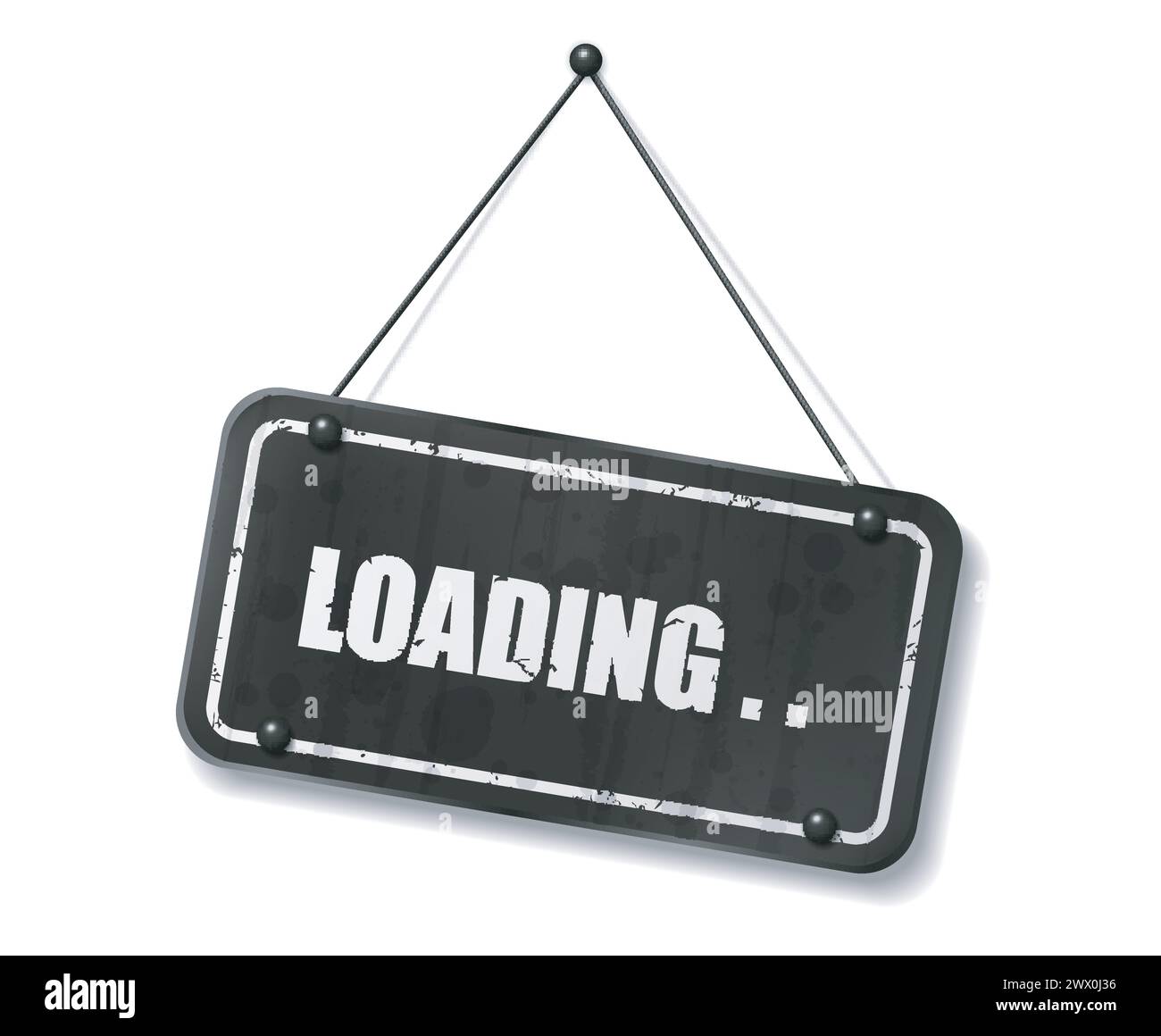 Vintage Old Black Sign with Loading Text, Vector Illustration Stock ...