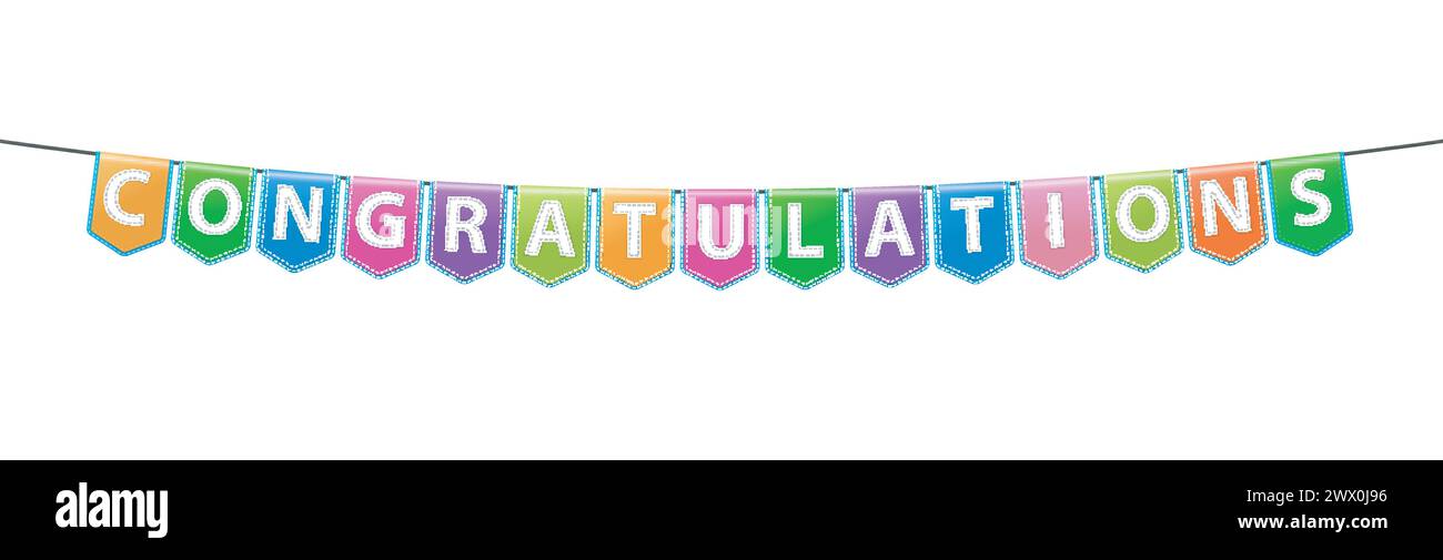 Congratulations Banner, Stitch Paper Style, Vector Illustration Stock ...