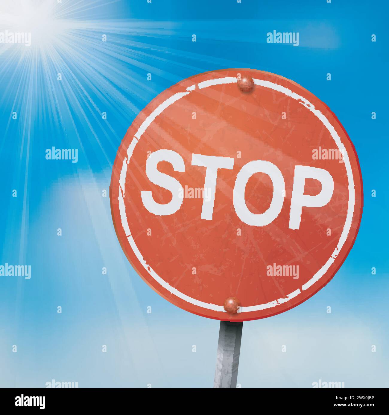 Vintage Rough Red Street Sign with Stop Text, Suitable For Prohibition ...