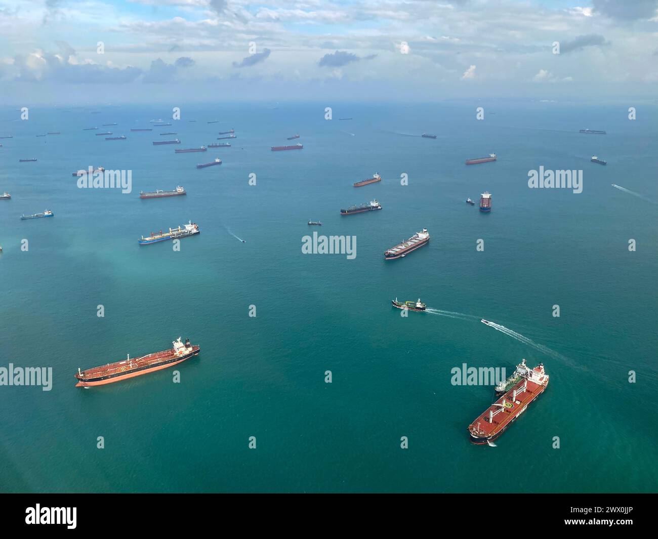 Aerial view cargo ships singapore hi-res stock photography and images ...
