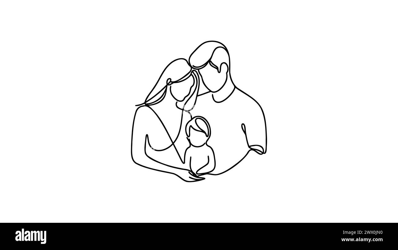One continuous line drawing of happy family Stock Vector Image & Art ...