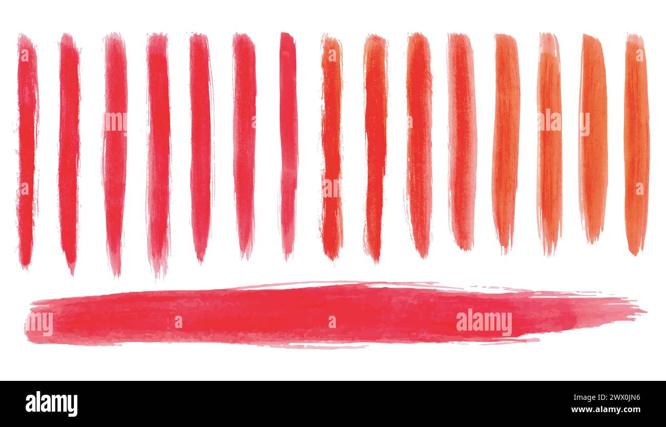 Artistic Red Paint Hand Made Tracing From Sketch, Vector Illustration ...