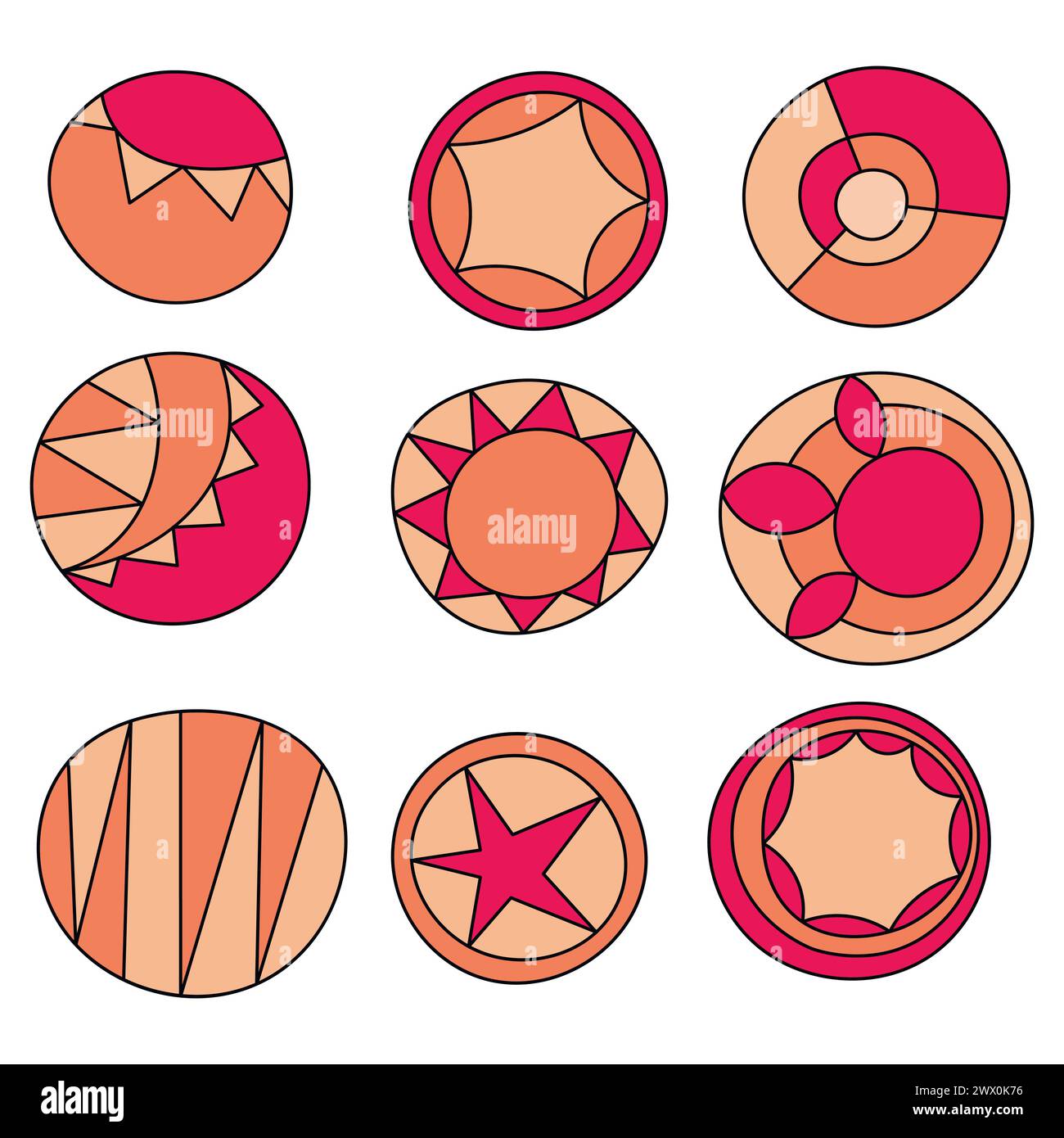 Geometric aboriginal art icon. Ethnic tribal rounded ornament. Afican ...