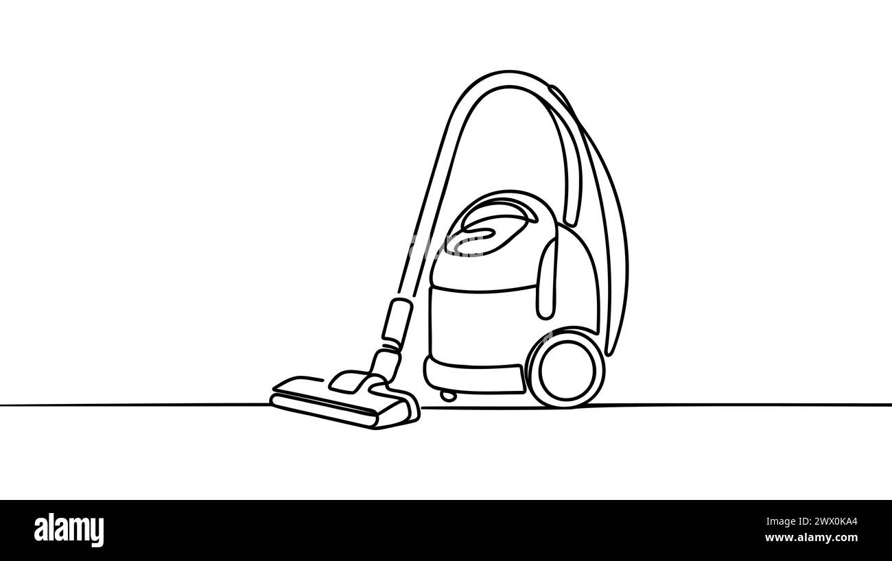 Continuous one single line drawing Vacuum cleaner icon vector ...