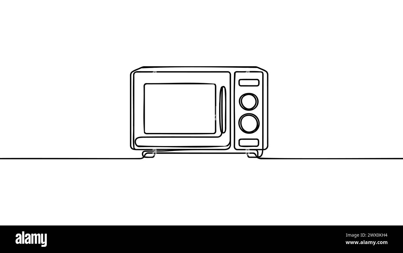 One continuous line drawing of stove microwave oven electric home ...