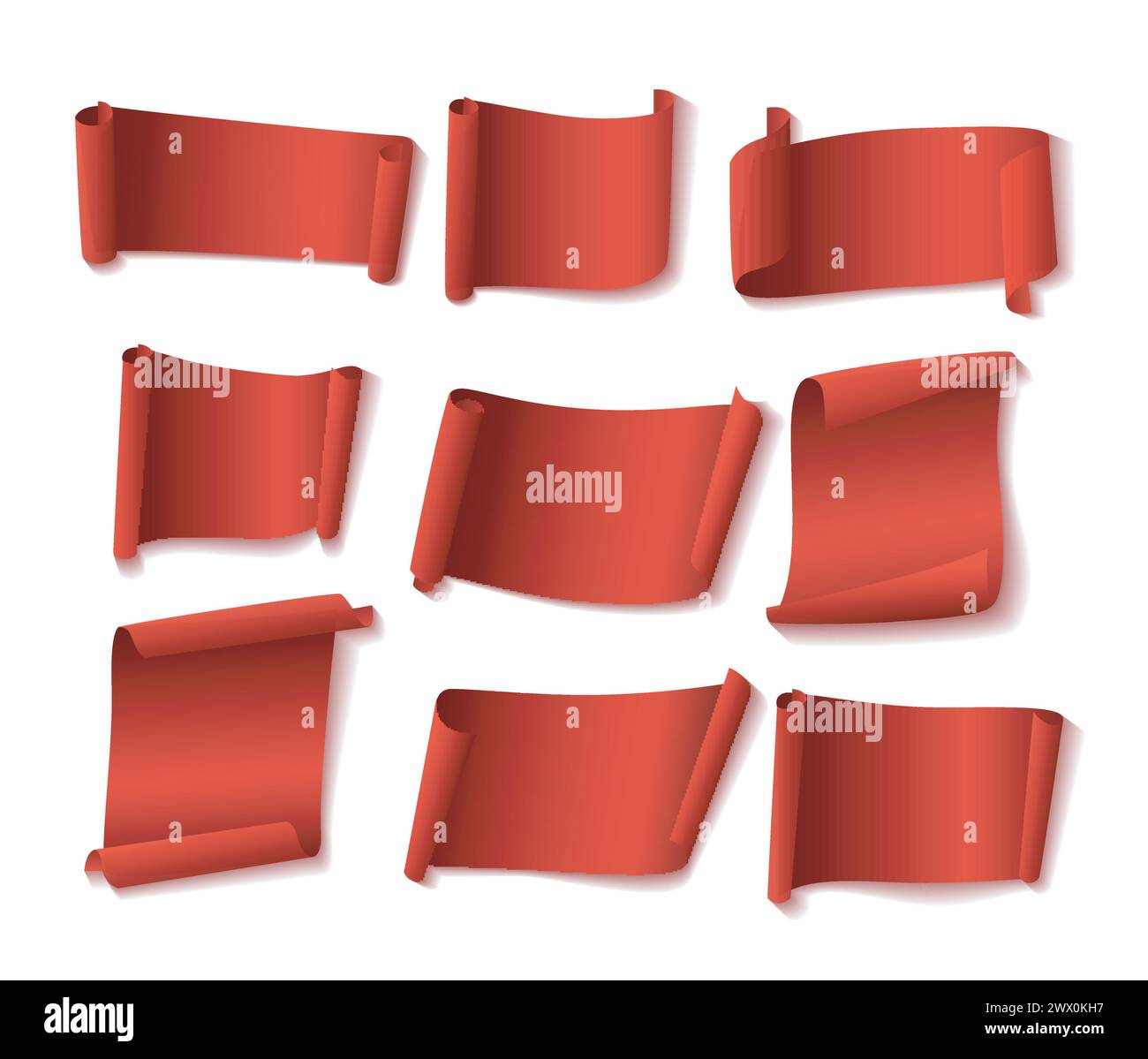 Red Paper Banners Set. Suitable For Sale Banner, Greeting Card, and ...