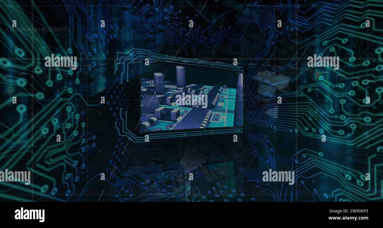 Image Of Screen With Data Processing And Microprocessor Connections