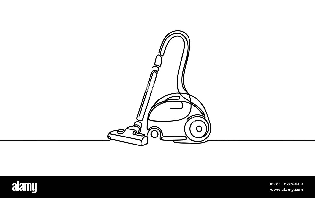 Continuous one single line drawing Vacuum cleaner icon vector ...
